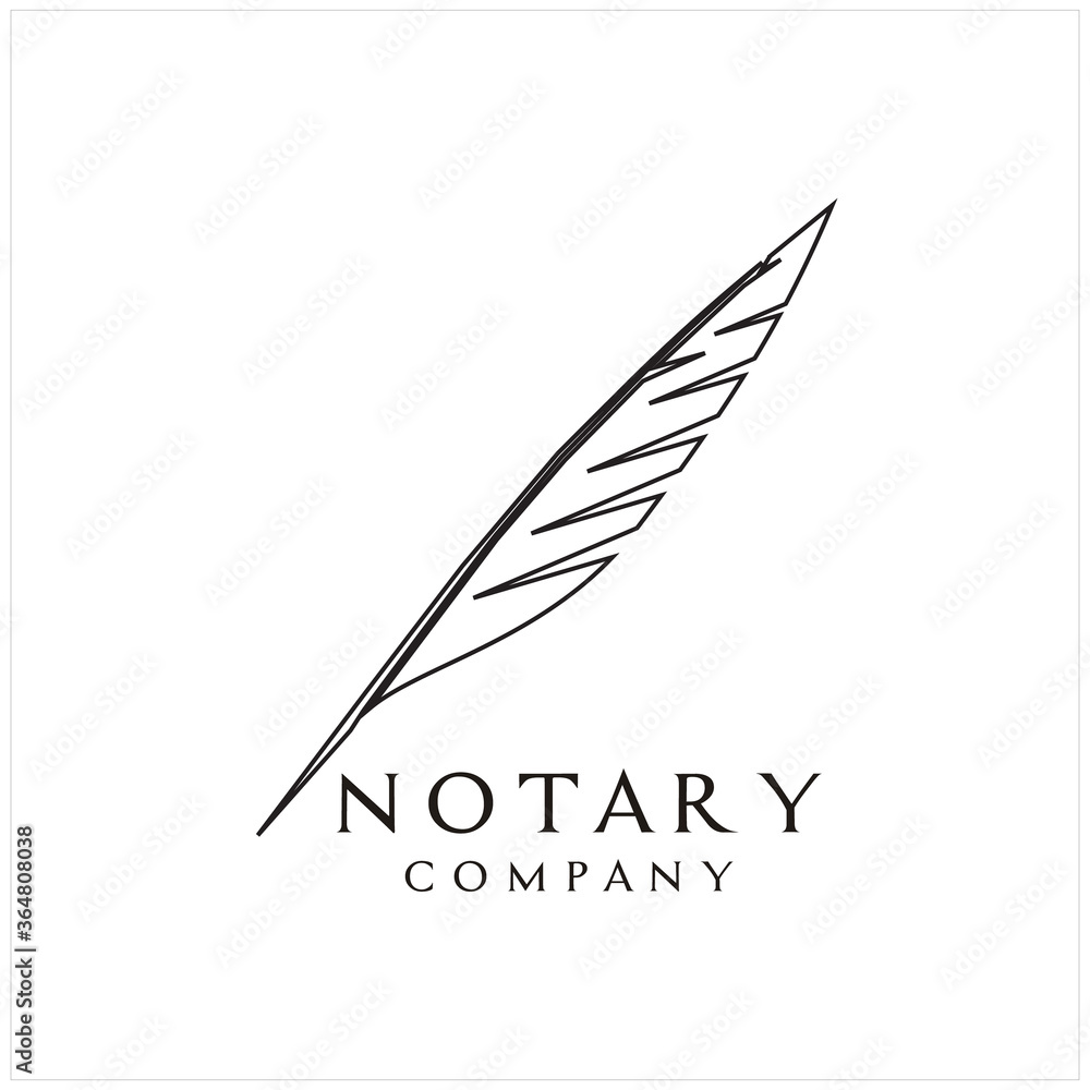 Modern Quill Feather Minimalist for notary, lawyer, company logo icon ...