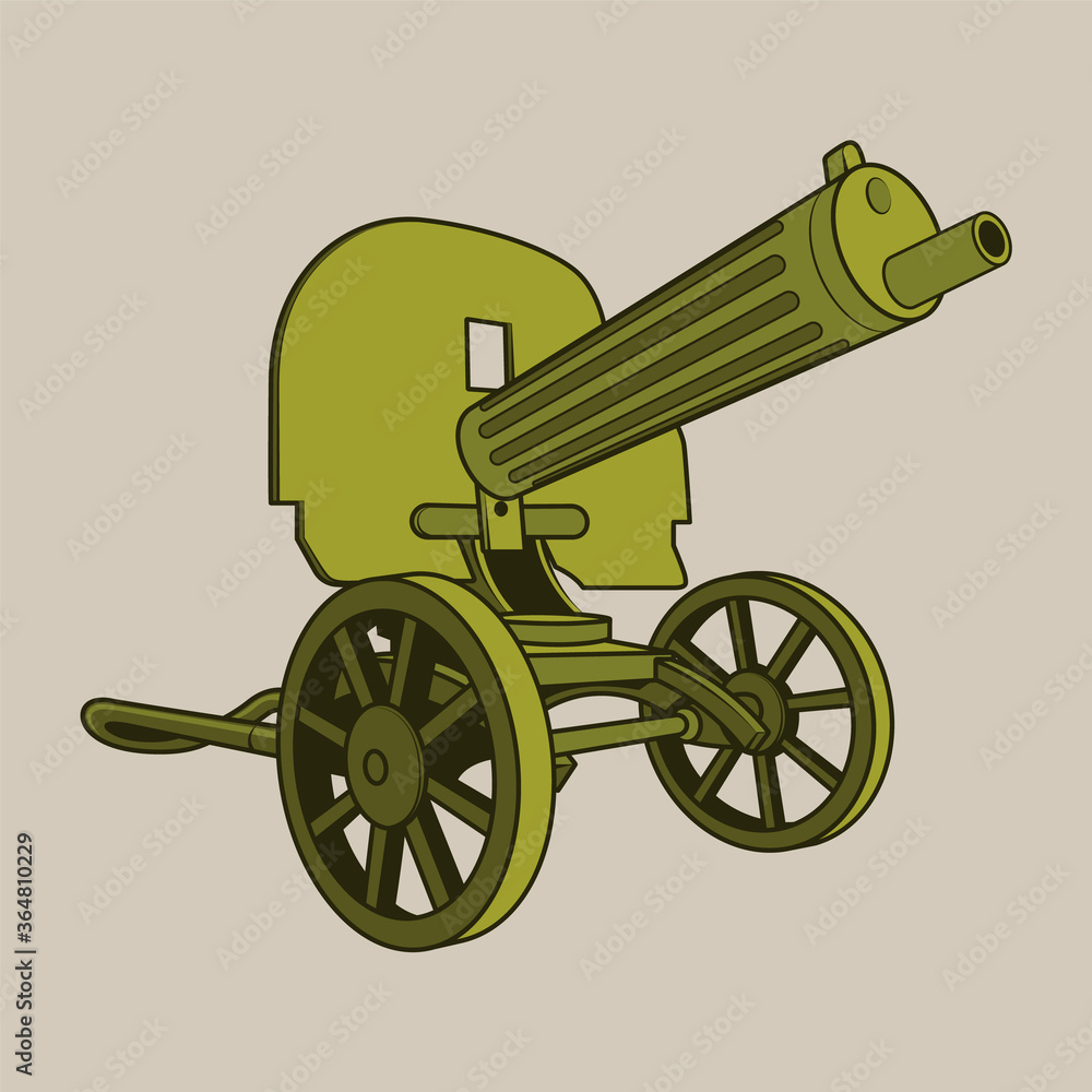 Retro Machine Gun Vector Drawing, Red Army, World War 2 Weapon Stock ...
