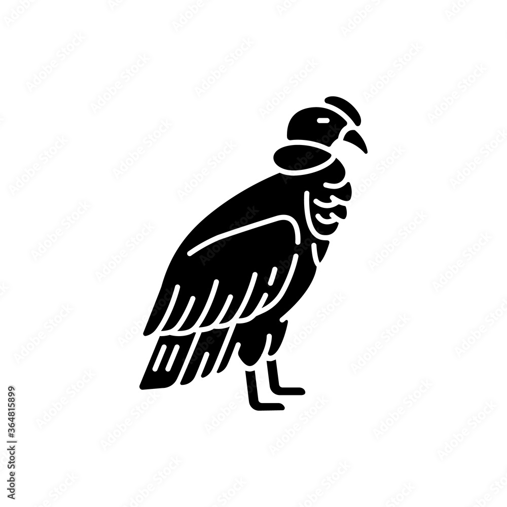 Vetor do Stock: Condor black glyph icon. Large bird of with sharp beak ...