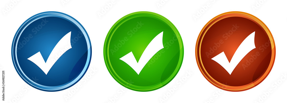 Validation icon stylish round button set glass design Stock Vector ...