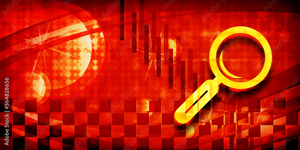 Magnifying glass icon summer sunburst sunny orange light banner ...