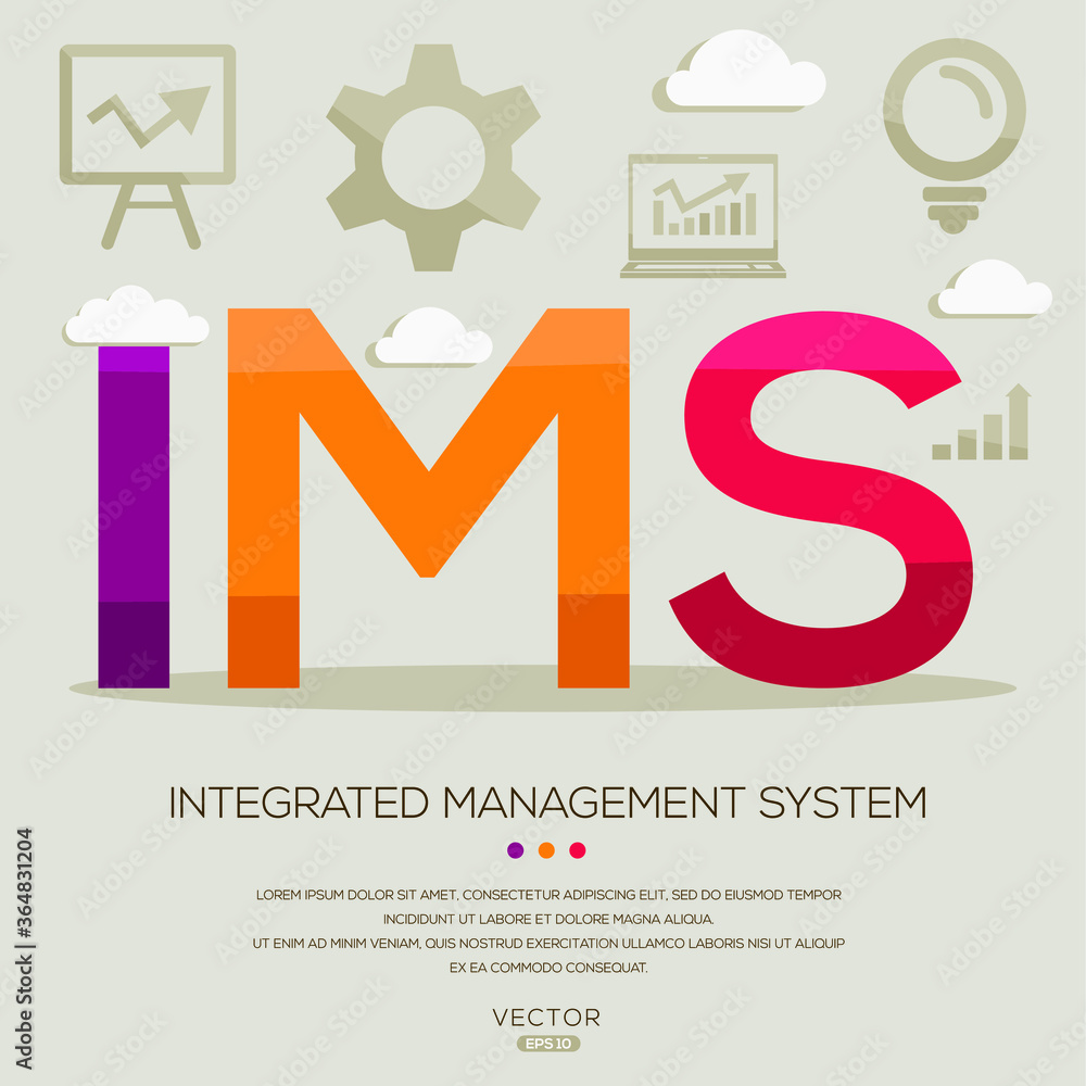 IMS mean (integrated management system) ,letters and icons,Vector ...
