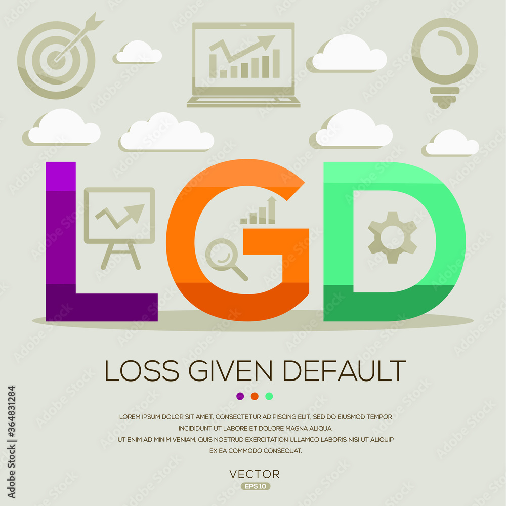 LGD mean (loss given default) ,letters and icons,Vector illustration ...