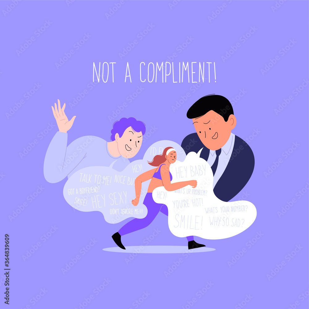 Harassment on the street. Two guys shouting inappropriate words to a ...