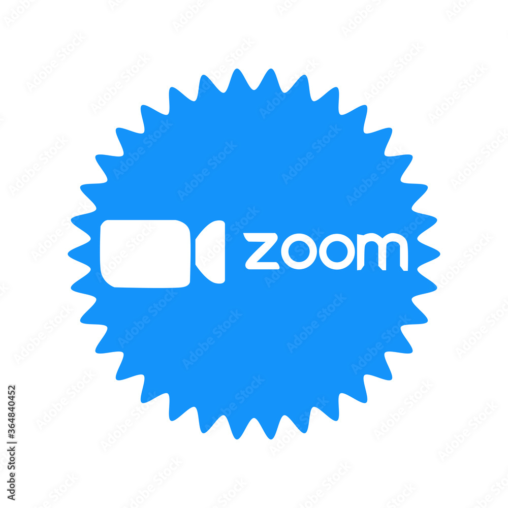Zoom logo video conference application. Blue camera icon. Zoom app logo ...