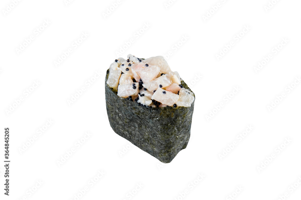 Japanese Gunkan Sushi with rockfish and flying fish roe. Gunkan-poppy ...