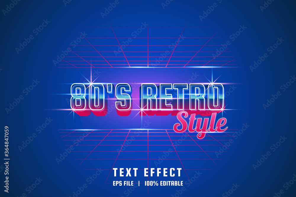 80s retro text style effect editable vector Stock Vector | Adobe Stock