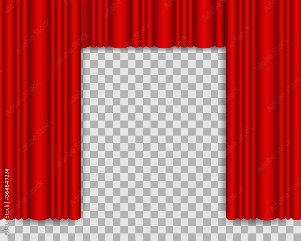 Red stage curtain realistic vector illustration for theater or opera ...