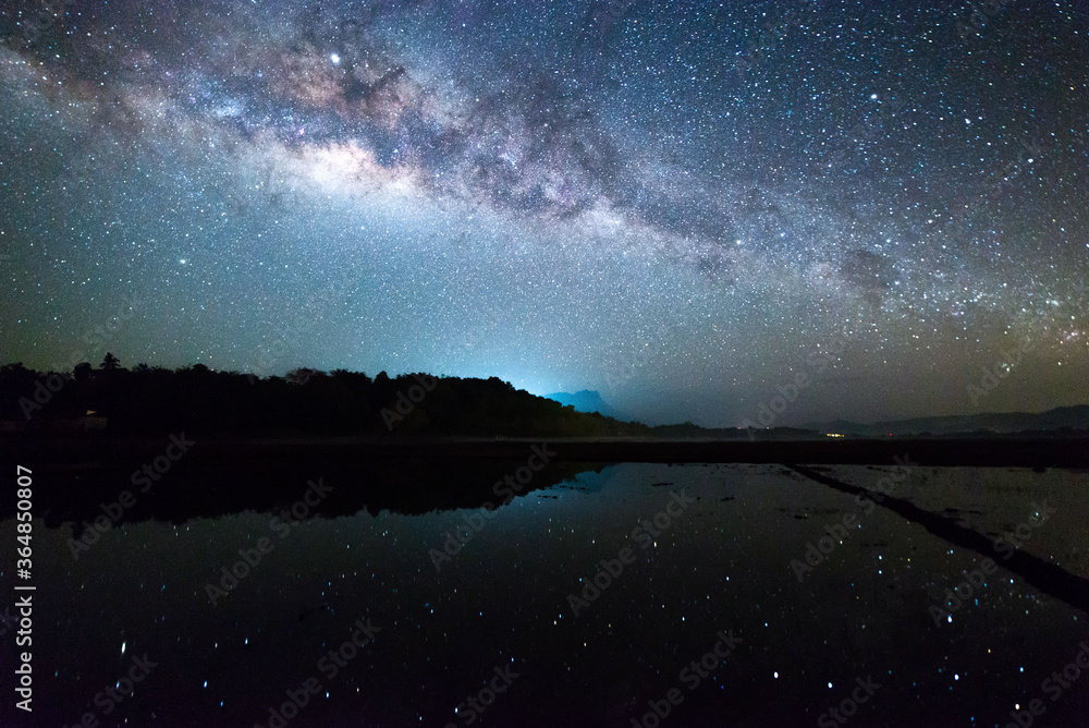 Beautiful nightscape with Starry night and Milky Way Galaxy rising in ...