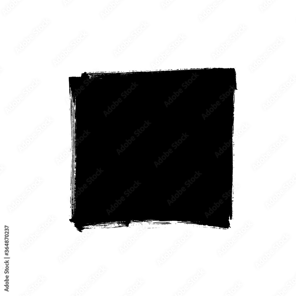 Black rough edge vector square box. Black painted square or rectangular ...