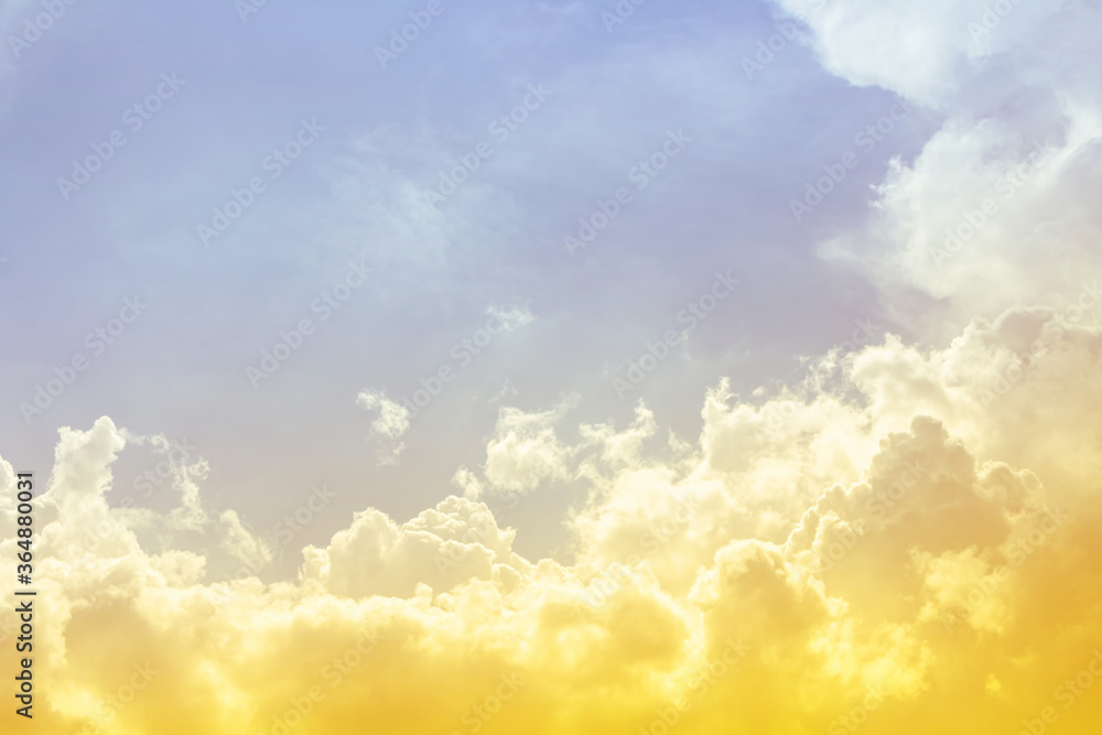 sky and clouds nature background,bright yellow color in blue sky with ...