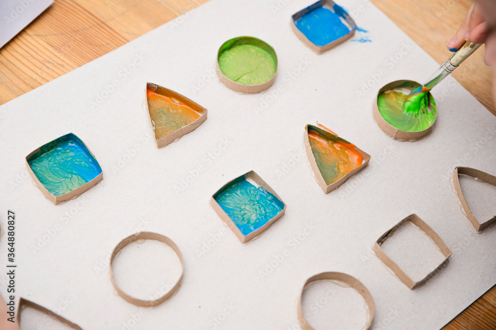 Child learn geometric shapes. Fine motor skills. Preschool or special ...