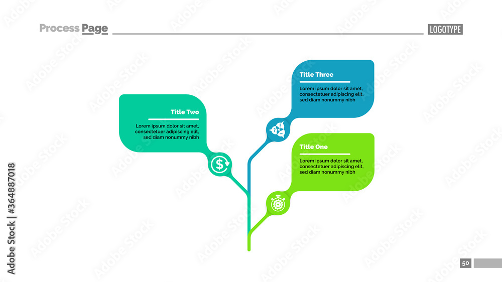 Three leaves tree metaphor process chart template for presentation ...