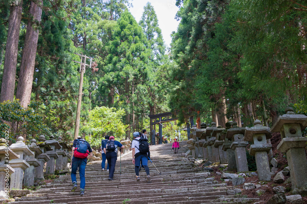 Approach to Atago Shrine on Mt. Atago in Kyoto, Japan. Atago Shrine is ...