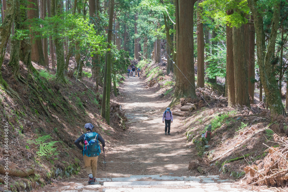 Approach to Atago Shrine on Mt. Atago in Kyoto, Japan. Atago Shrine is ...