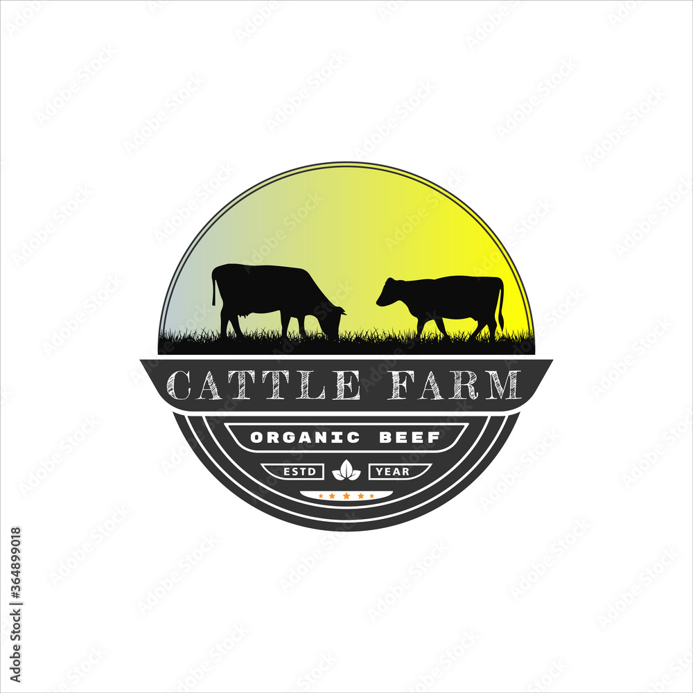 Vector inspiration for Vintage Cow / Beef farm logo design. Creative ...