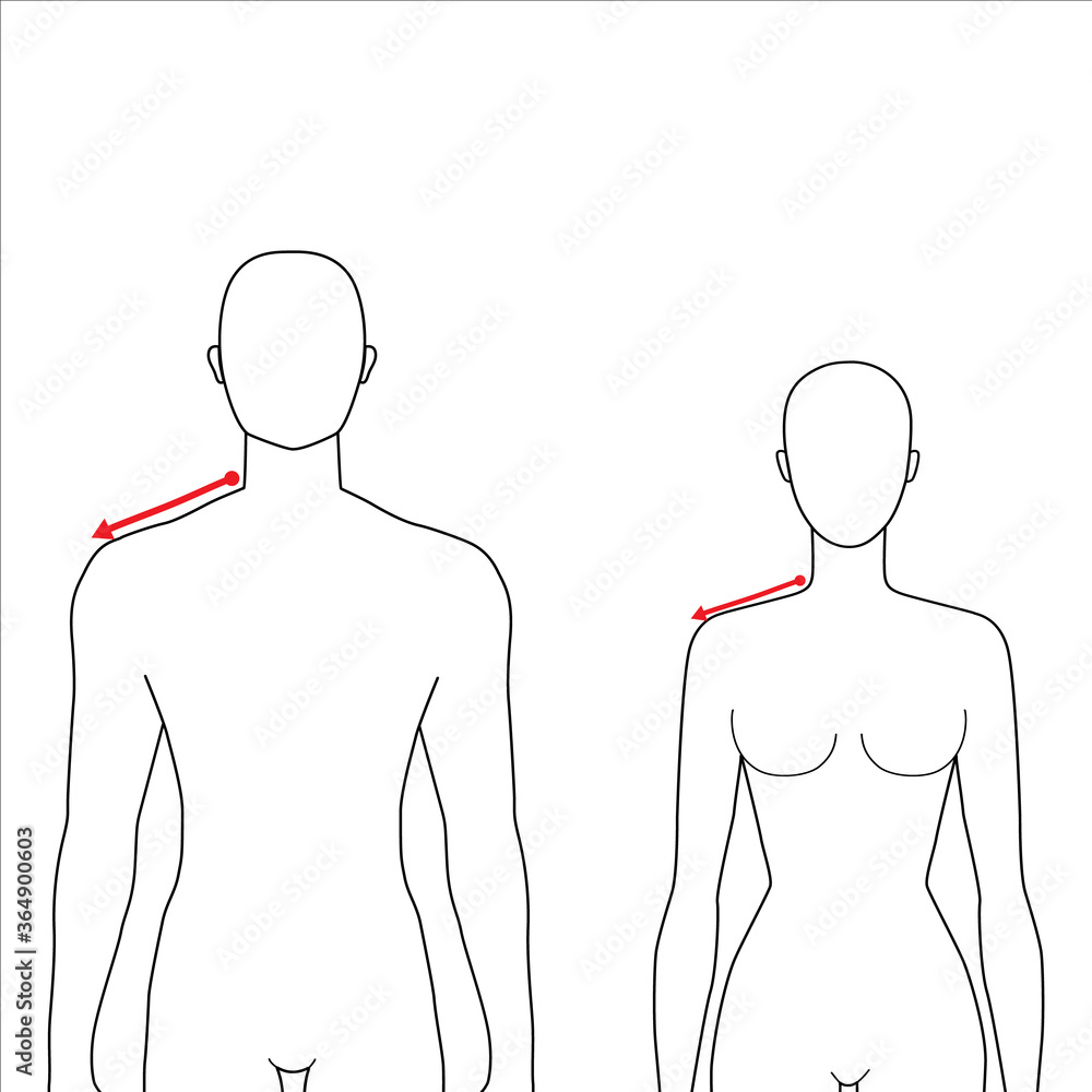 Vetor de Women and men to do shoulder measurement fashion Illustration ...