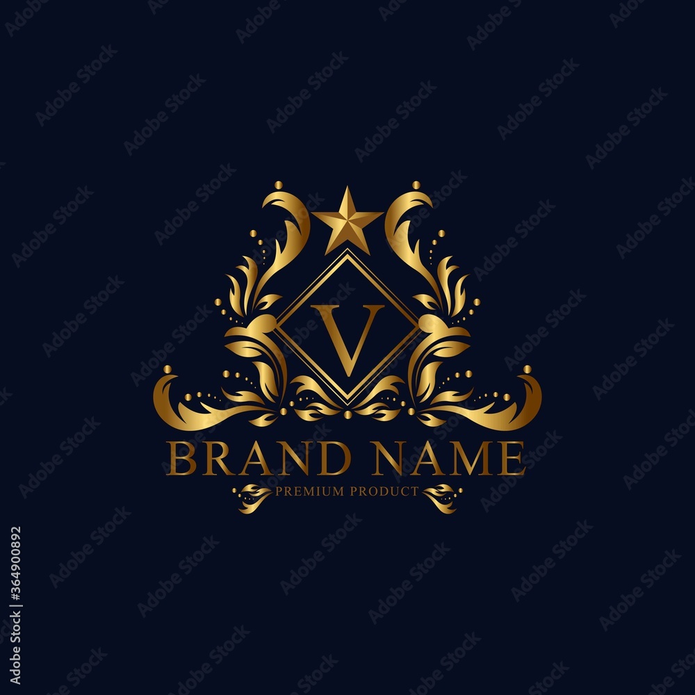 V premium luxury gold monogram logo. V letter logo. V monogram luxury ...