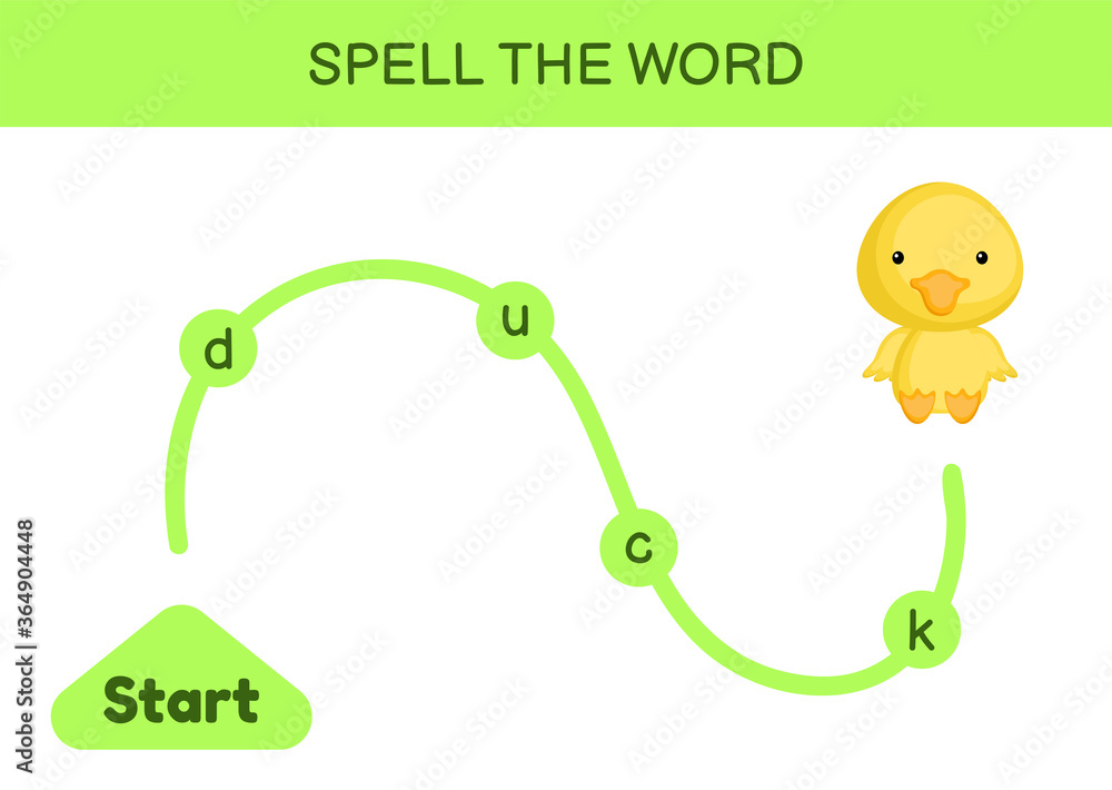 Maze for kids. Spelling word game template. Learn to read word duck ...