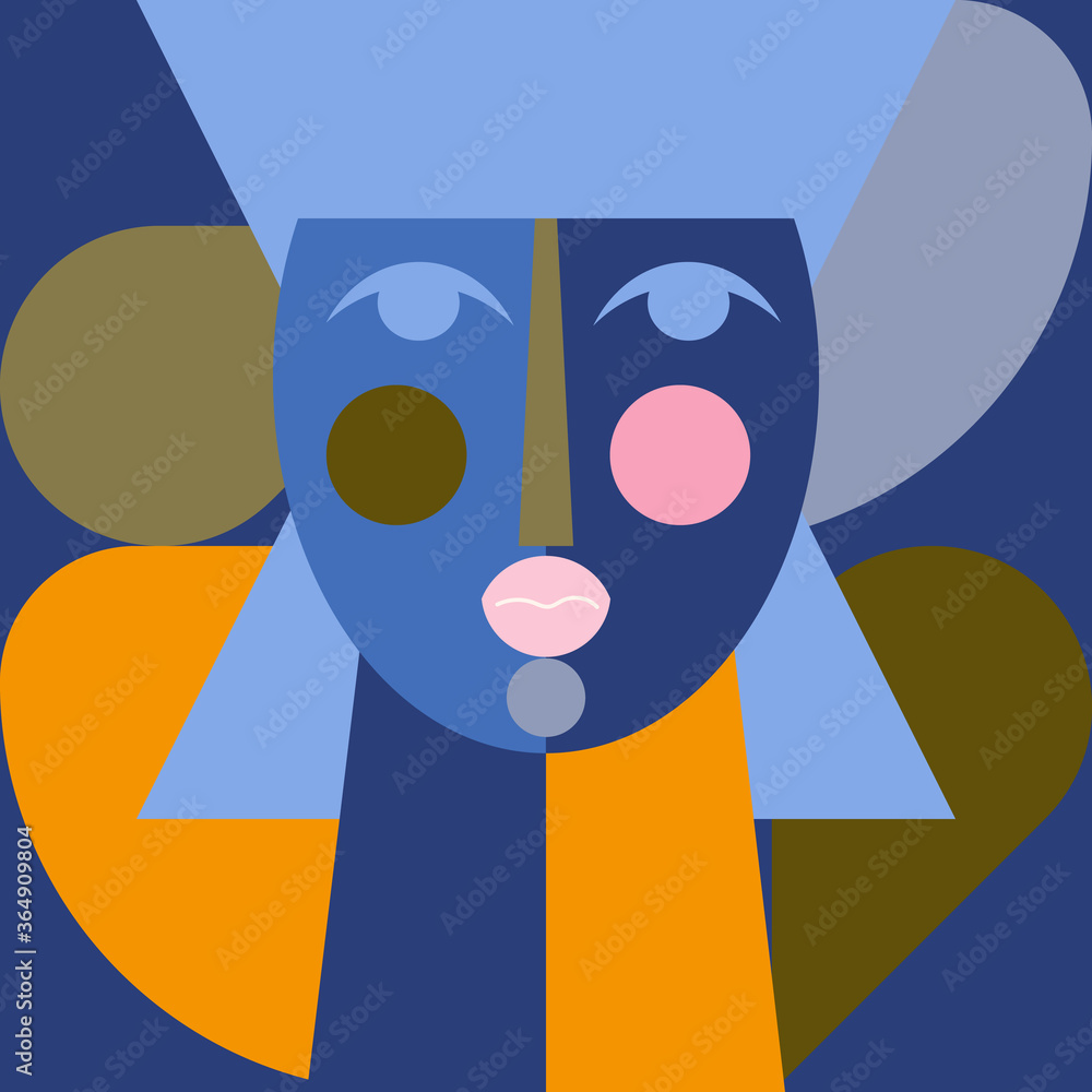 Geometric stylized female face illustration. Vector abstract artwork ...