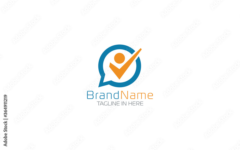 Check mark logo with bubbles chat symbol Stock Vector | Adobe Stock