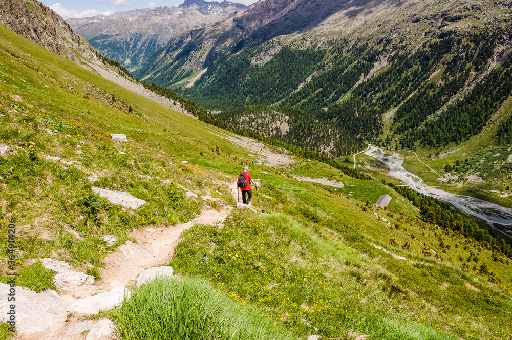 Val Roseg, Ova da Roseg, Rosegbach, Rosegtal, Hochtal, Wanderweg ...