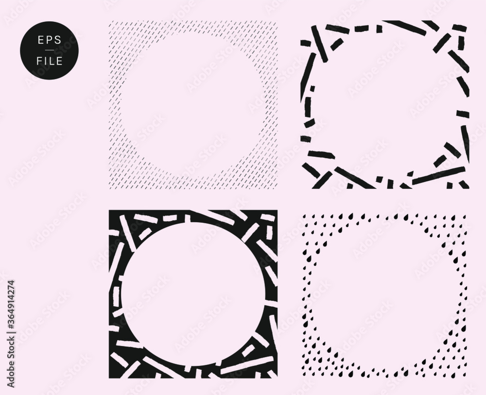 Vector set of round frames vignettes frame border templates, scrapbook ...