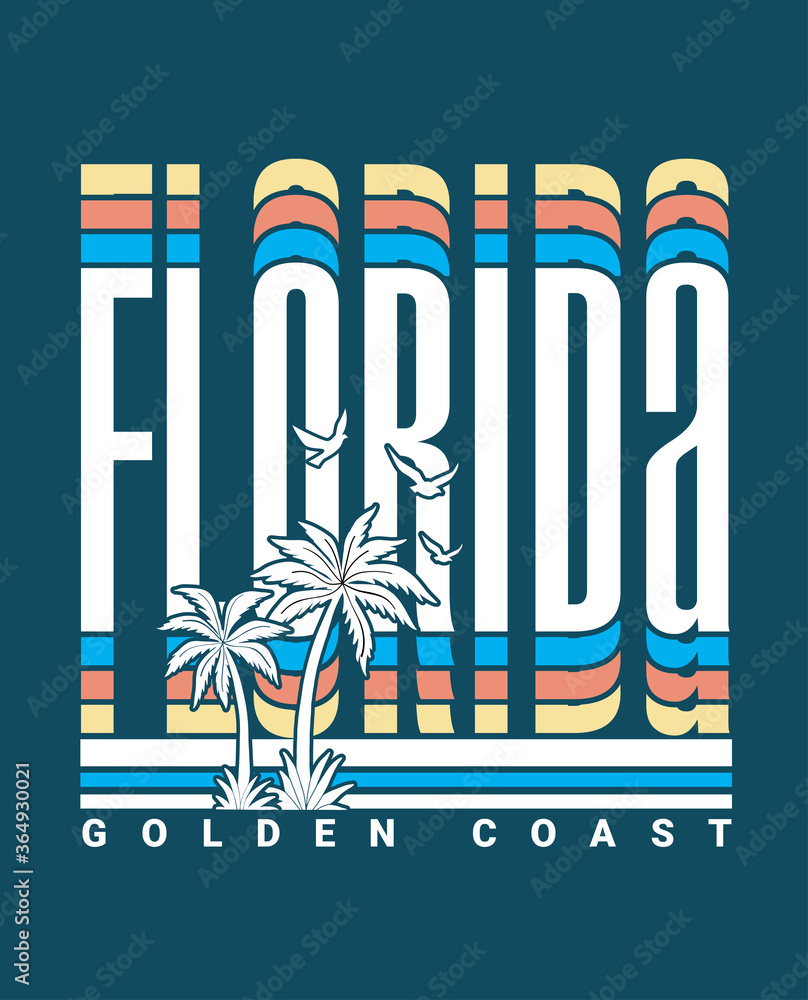 Florida text with palm trees vector illustration for t-shirt and other ...