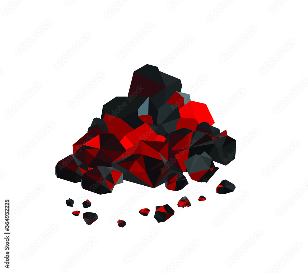 Pile of vector burning coal, ember Stock Vector | Adobe Stock