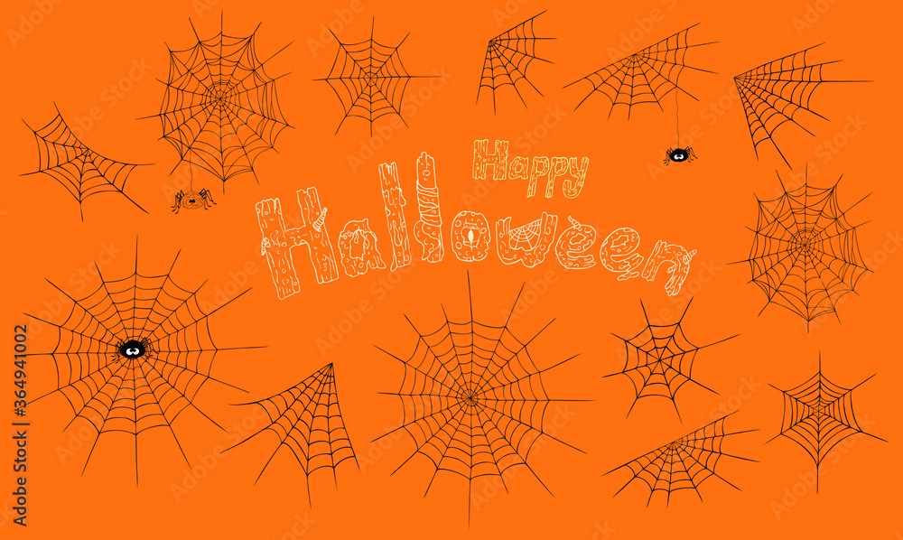 Vetor de Halloween cobweb collection. Creative design text, logo ...