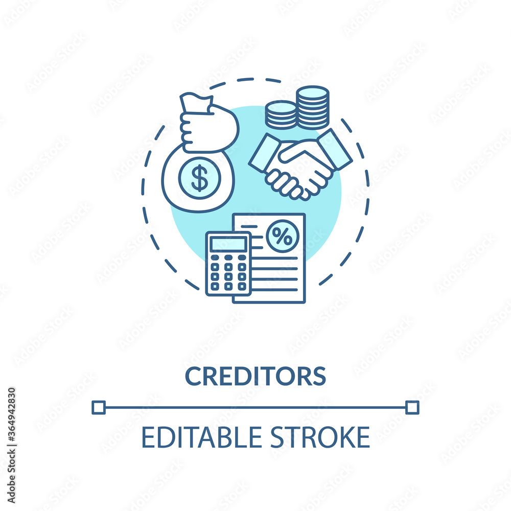 Creditor concept icon. Money loan. Business investment. Company ...