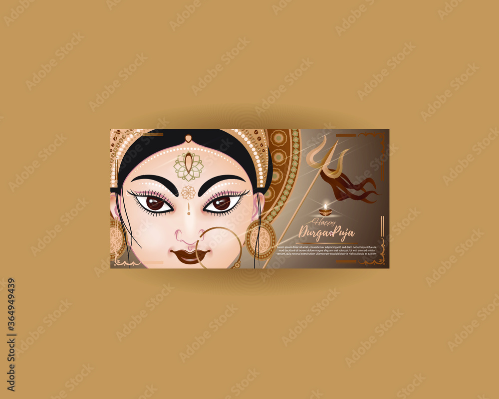 illustration of banner, greeting , flyer for Indian Goddess Durga Face ...