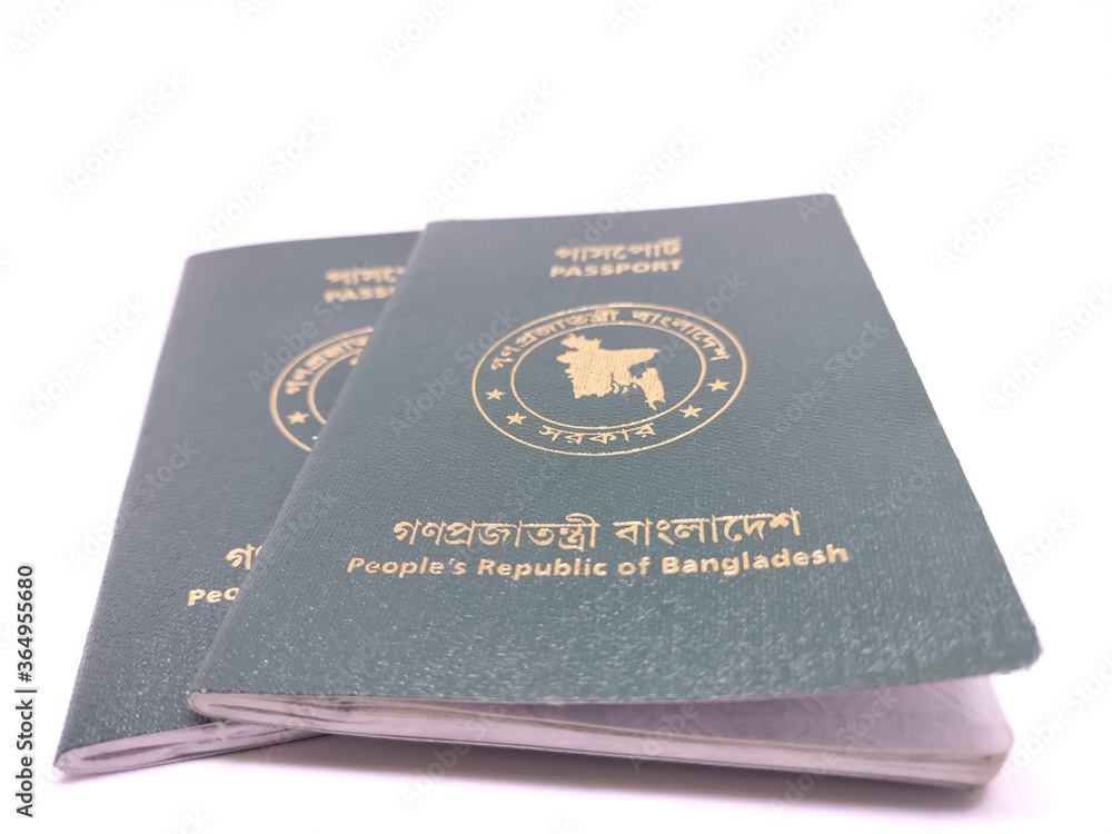 Passport of People's Republic of Bangladesh over white background ...