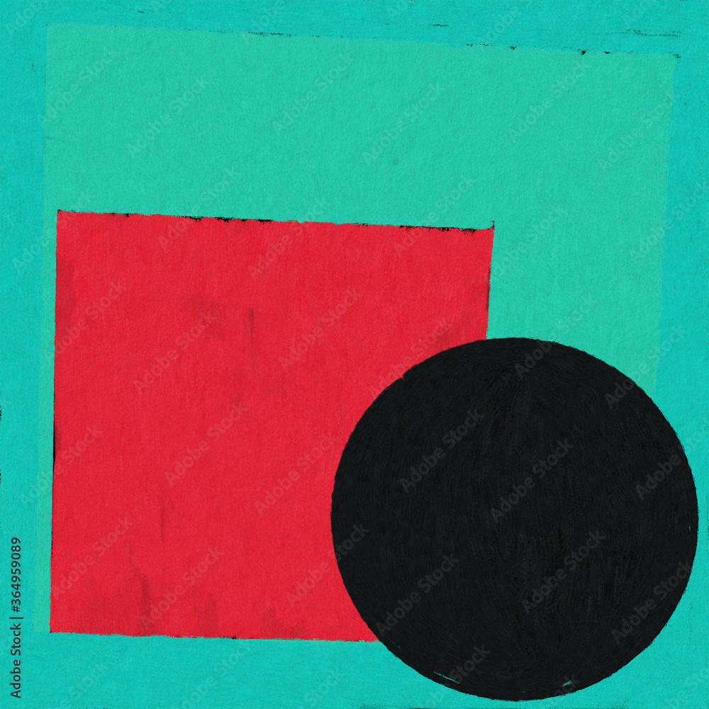 Square and circular geometric shapes painted in oil. Different shapes ...