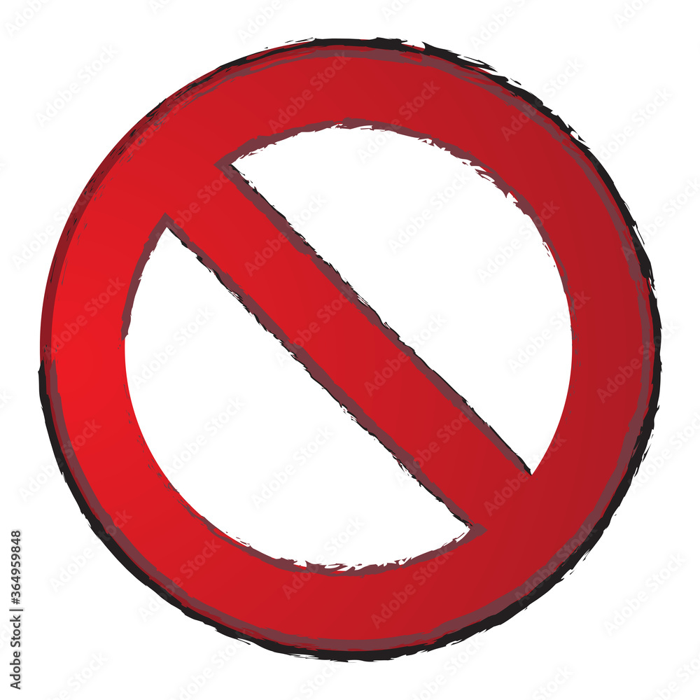 Forbidden icon vector isolated on white background. Flat no symbol. Red ...