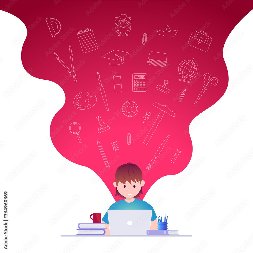 Online education and self learning concept vector illustration Stock ...