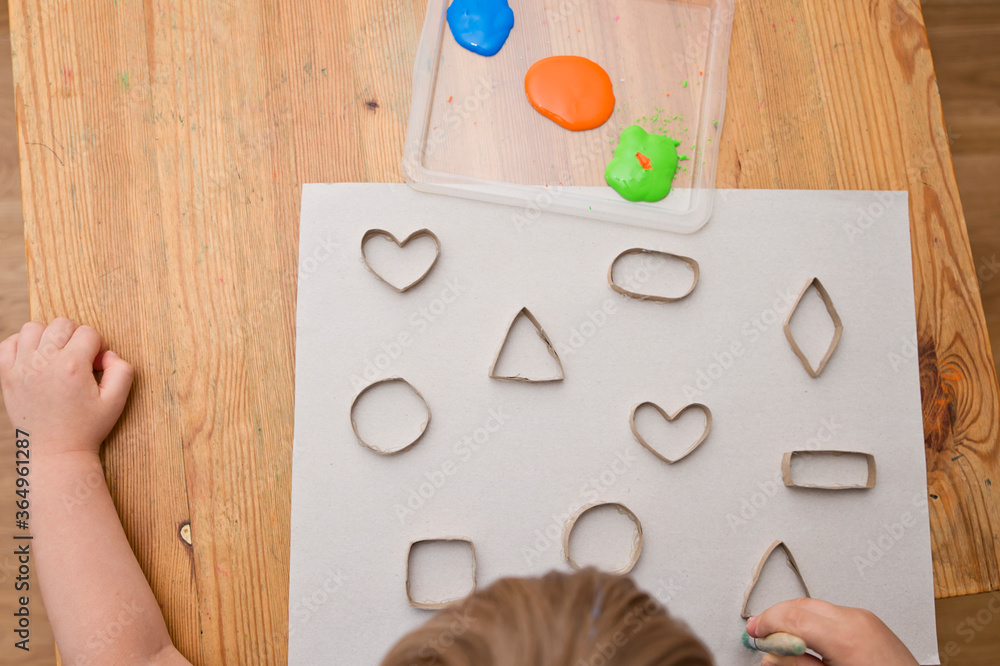 Child learn geometric shapes. Fine motor skills. Preschool or special ...