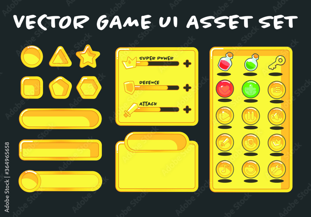 Vector Game UI Asset set Stock Vector | Adobe Stock