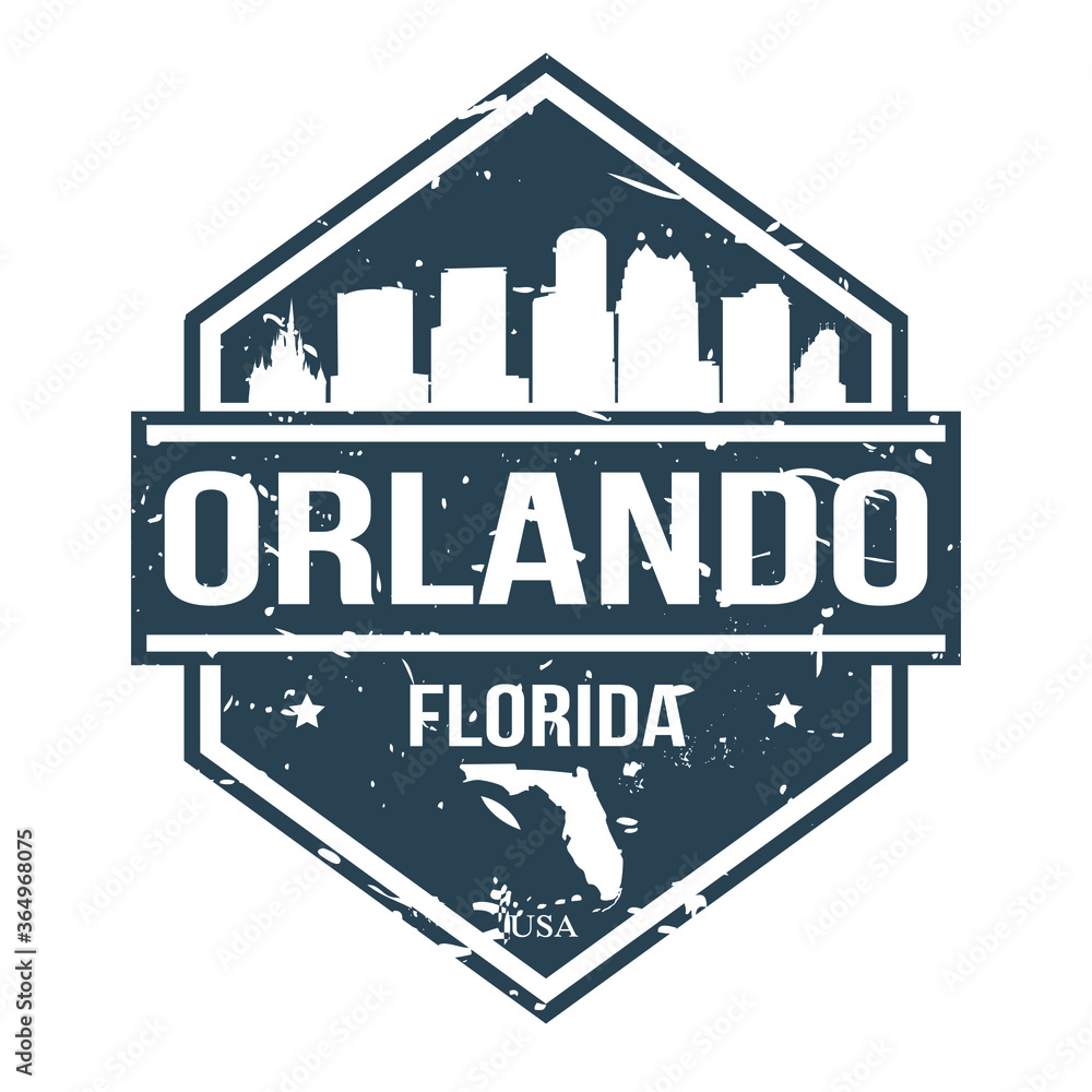 Orlando Florida Travel Stamp Icon Skyline City Design Badge. Stock ...