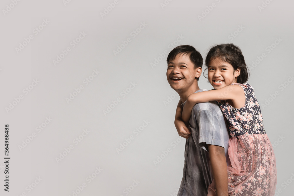 Picture of girl hugging boy. happy feelings, tenderness, care.boy with ...