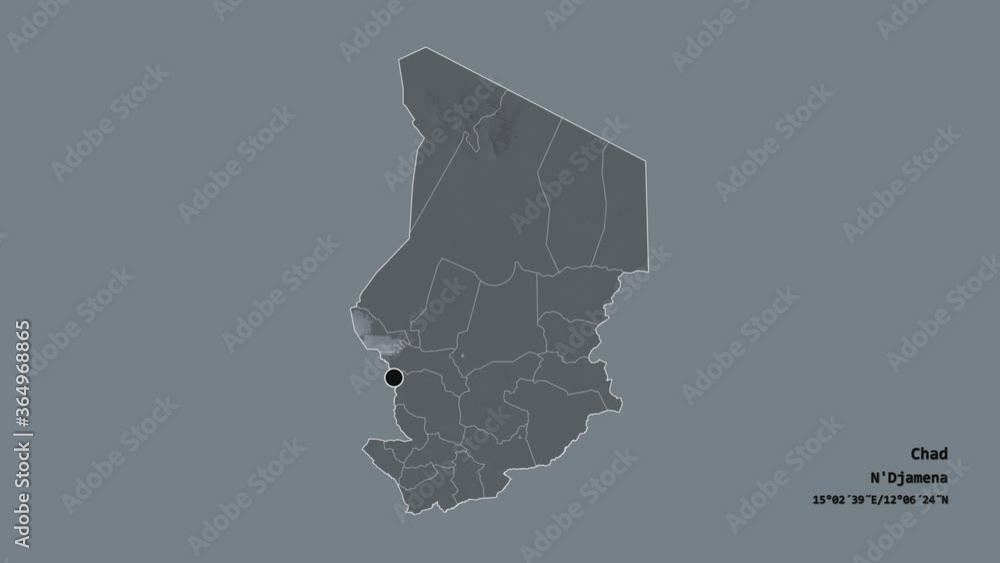 Batha, region of Chad, with its capital, localized, outlined and zoomed ...