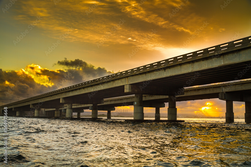 Blue water Bay Bridge sunset Stock Photo | Adobe Stock