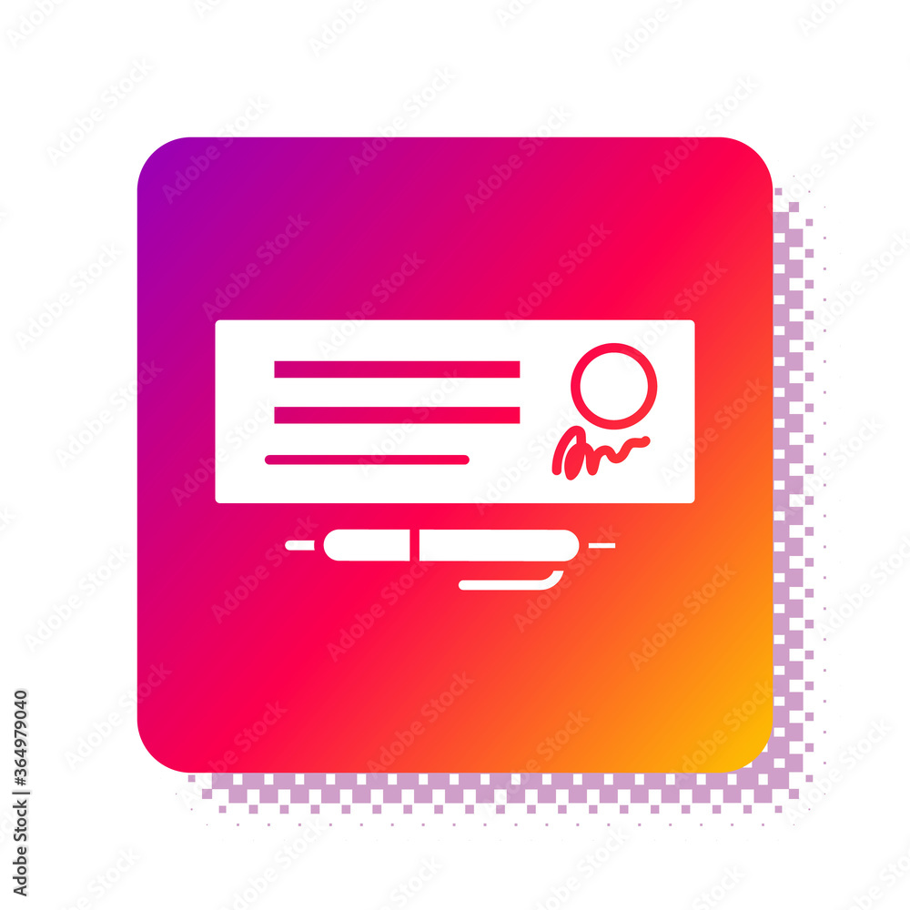 White Blank template of the bank check and pen icon isolated on white ...