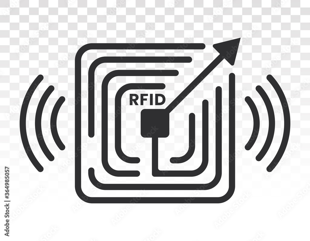 radio frequency identification or RFID card technology vector icon for ...