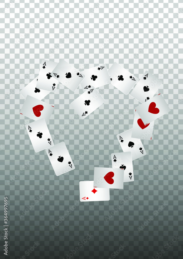 Playing Cards falling on transparent background. Vector illustration ...
