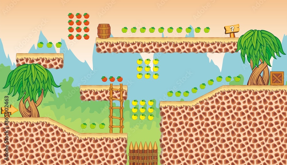 Tileset Platform for creating Game, A set of layered vector game asset ...