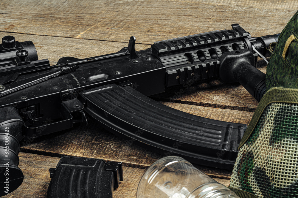 Russian automatic rifle Ak-47 close up, military weapon Stock Photo ...