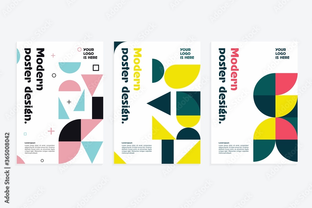 Set of modern poster templates. Local design and modern textures. Can ...