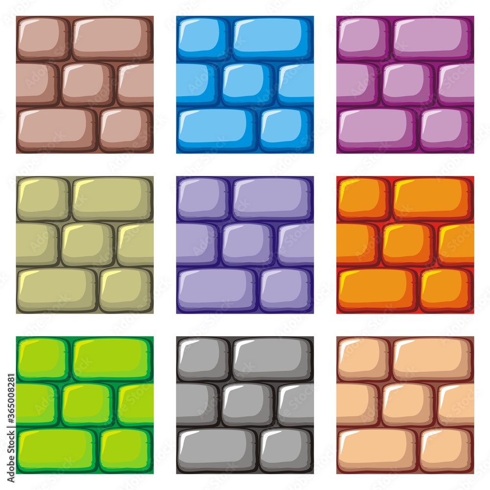 collection of brick texture seamless pattern in various colour, in ...