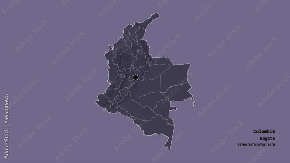 Santander, department of Colombia, with its capital, localized ...